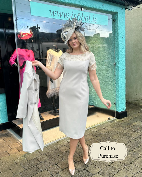 Fitted Dress With Matching Jacket - Stone | www.isobel.ie - Isobel.ie